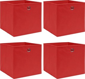 vidaXL Úložné boxy s víky 4 ks modré 32 x 32 x 32 cm textil [288346] Barva: červená s víky