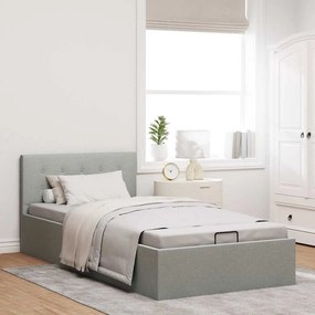 Rám postele s úložným prostorem světle šedý textil 90 x 200 cm 285576
