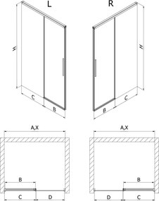 Mexen Rox posuvné sprchové dveře 110 cm, transparentní, růžové zlato - 8C2-110-000-60-00