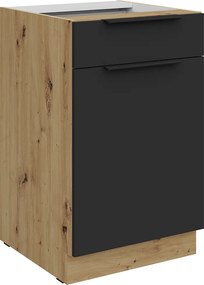 ARIA ac | dolní skříňka 50 D 1F 1S policová se zásuvkou | 50 cm | PREMIUM BOX | artisan/černá