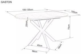 Rozkládací jídelní stůl GASTON 100(135)X100 cm, dekor dub artisan