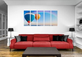 5-dílný obraz dobrodružné balóny - 200x100 cm