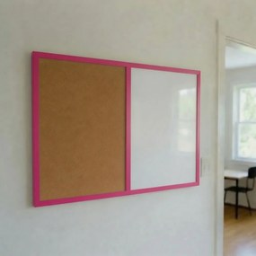 Toptabule.sk  Kombinovaná tabule v růžovém dřevěném rámu COLOR 120x90 cm