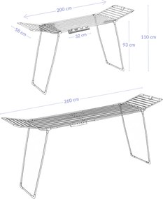 Teleskopický sušák na prádlo s výklopnými rameny, 200-260 cm, SVARTO