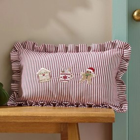 Dekorační polštář s vánočním motivem 30x50 cm Christmas Gingerbread Stripe – Catherine Lansfield