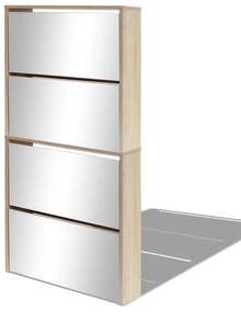 Botník čtyřpatrový zrcadlo dub 63 x 17 x 134 cm 273935