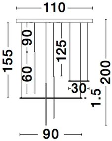 LED lustr Elettra 110 černé