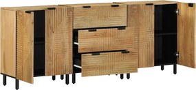 3 kusy příborníků hnědé 60x33x75 cm Masivní dřevo Mango 3310005