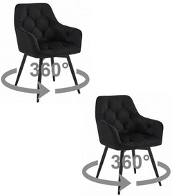 Otočné jídelní křeslo JORK360 VELVET, černé
