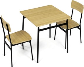 Jídelní set LIVIO 1+2 - divoký dub / černé kovové nohy