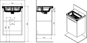 Sapho Sapho, ELLA umyvadlová skříňka 46,5x65x38,5cm, 1xdvířka,levá, bílá (70055), EL055-3030