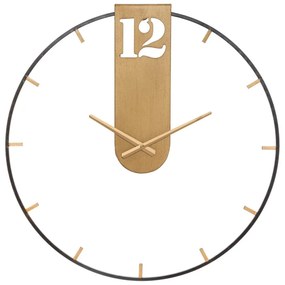 Černé nástěnné hodiny s detaily ve zlaté barvě Mauro Ferretti Goldy, ø 60 cm