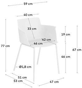 Bílá plastová jídelní židle Kave Home Hannia s područkami