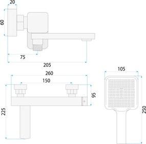 Rea Arlo, vanová baterie s ruční sprchovou soupravou, černá matná, REA-B4590