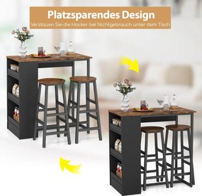 Costway Kuchyňský stůl se 2 stoličkami, prostorově úsporný bistro jídelní set
