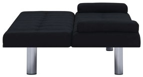 vidaXL 282189 Marketos Sofa Bed with Two Pillows Black Polyester
