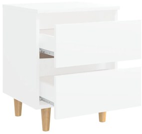 Noční stolek s nohami z masivní borovice bílý 40 x 35 x 50 cm - Default Title