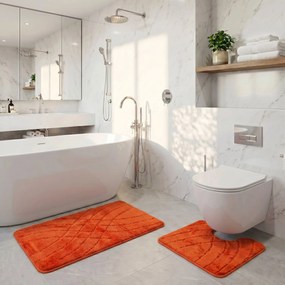 Kvalitex Koupelnová a WC předložka dráhy oranžové SADA 60 x 100 cm + 60 x 50 cm