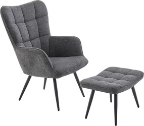 XXXLutz RELAXAČNÍ KŘESLO S TABURETEM, kov, textil, tmavě šedá Ti'me - Křesla klasická - 001836000802