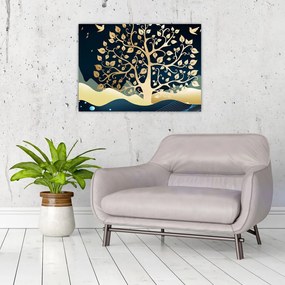 Skleněný obraz zlatého stromu (70x50 cm)