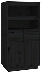 Skříň highboard černá 60 x 40 x 116,5 cm masivní borové dřevo