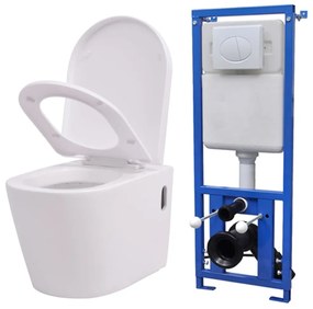 vidaXL Závěsná toaleta s podomítkovou nádržkou keramická bílá