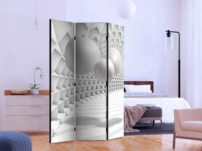 Pokojová zástěna Abstraktní tunel (3-dílná sada) - 3D iluze na pozadí bílého prostoru