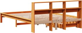 Postel s knihovnou bez matrace hnědá 120x200 cm masiv borovice 3309814