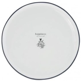 Bastion Collections Dezertní talíř Happiness 19 cm, šedá barva, bílá barva, keramika