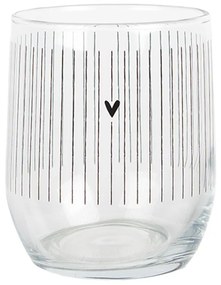 Sklenička se srdíčkem a proužky Lovely Day - Ø 8*9 cm / 300 ml