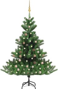 Umělý vánoční stromek normandská jedle LED a koule zelený 180cm 3077646
