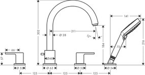 Hansgrohe Vernis Shape - 4-otvorová baterie na okraj vany, chrom 71459000