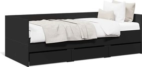 Válenda se zásuvkami bez matrace černá 75 x 190 cm 3280833