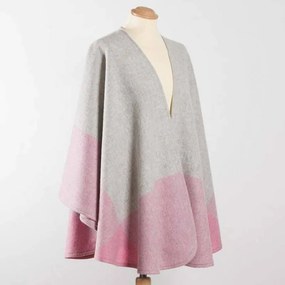 Vlněné pončo z jehněčí vlny Grey Pink Cape - John Hanly
