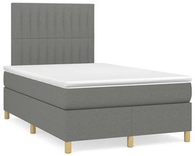 Box spring postel s matrací a LED tmavě šedá 120x190 cm textil 3270261