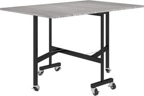 HOMCOM skládací jídelní stůl na kolečkách pro 4-6 osob 120 cm, kolečka s brzdami, 2 skládací křídla, v industriálním stylu, šedá