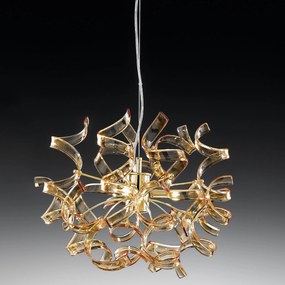 Metal Lux 205.140.06 Astro Amber, ambrové designové závěsné svítidlo v průměru 40cm, 3x40W, ambrové sklo, zlato 24K
