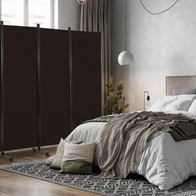 Costway Šestidílný skládací paraván na kolečkách 172 cm, hnědý