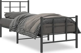 vidaXL Kovový rám postele s hlavovým a nožním čelem 80 x 200 cm [355619] Barva: Černá
