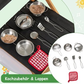 Costway Bahenní kuchyňka dětská venkovní dětská kuchyňka jedlové dřevo s doplňky