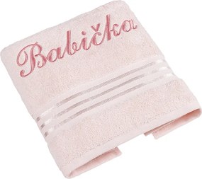 Bellatex Froté ručník kolekce Linie s výšivkou Babička Růžová 50x100 cm