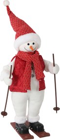 HOMCOM Zpívající lyžařský Santa Claus, 65 cm, animovaná vánoční postava se lyžemi, holemi a aktivací zvukem / dotykem