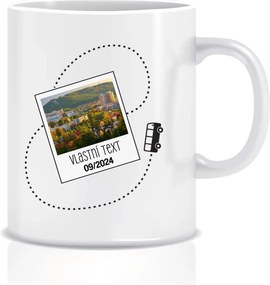 Personalizovaný klasický bílý keramický hrníček 300 ml s fotkou a cestovatelským motivem