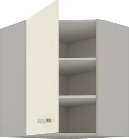 KARMEN | horní kuchyňská skříňka 60x60 GN-72 1F (45°) rohová s policemi | 60x60 cm | světle šedá/krémová lesk