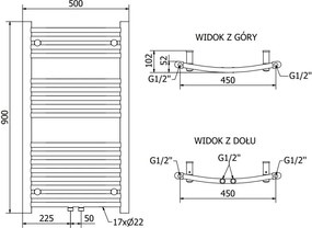 Mexen Ares koupelnový radiátor 900 x 500 mm, 372 W, černý - W102-0900-500-00-70