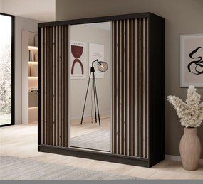 ADRK Furniture Šatní skříň s zrcadlem Ida 200 SW-IDA-200-B