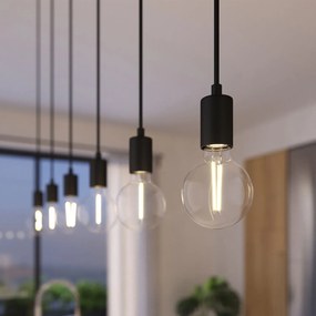 creative cables Závěsná lampa se 3 světly, s obdélníkovým XXL baldachýnem Rose-one, textilním kabelem a kovovými komponenty Barva: Matný černý dibond