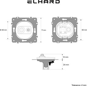 Elhard TV+SAT zásuvka Rondo, bílá RD2028W
