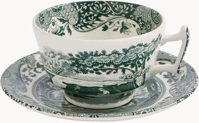 Sada šálků na čaj's podšálky z kameniny Heritage Green Italian, 4 díly