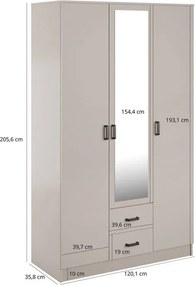 Skříň se zrcadlem 3d2s kašmír Kami